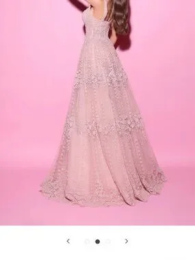 Tarik Ediz | Dresses | Tarik Ediz Pink Embellished Floral Maxi Gown ...